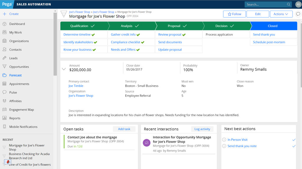 Sales Automation Solutions for Financial Services | Pega