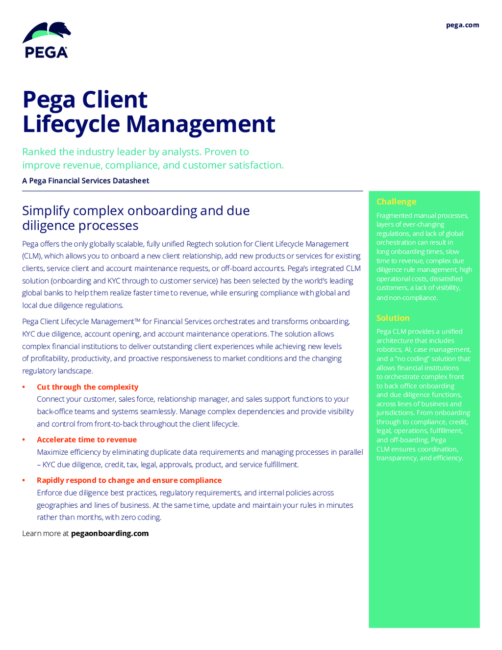 Pega Client Lifecycle Management | Pega