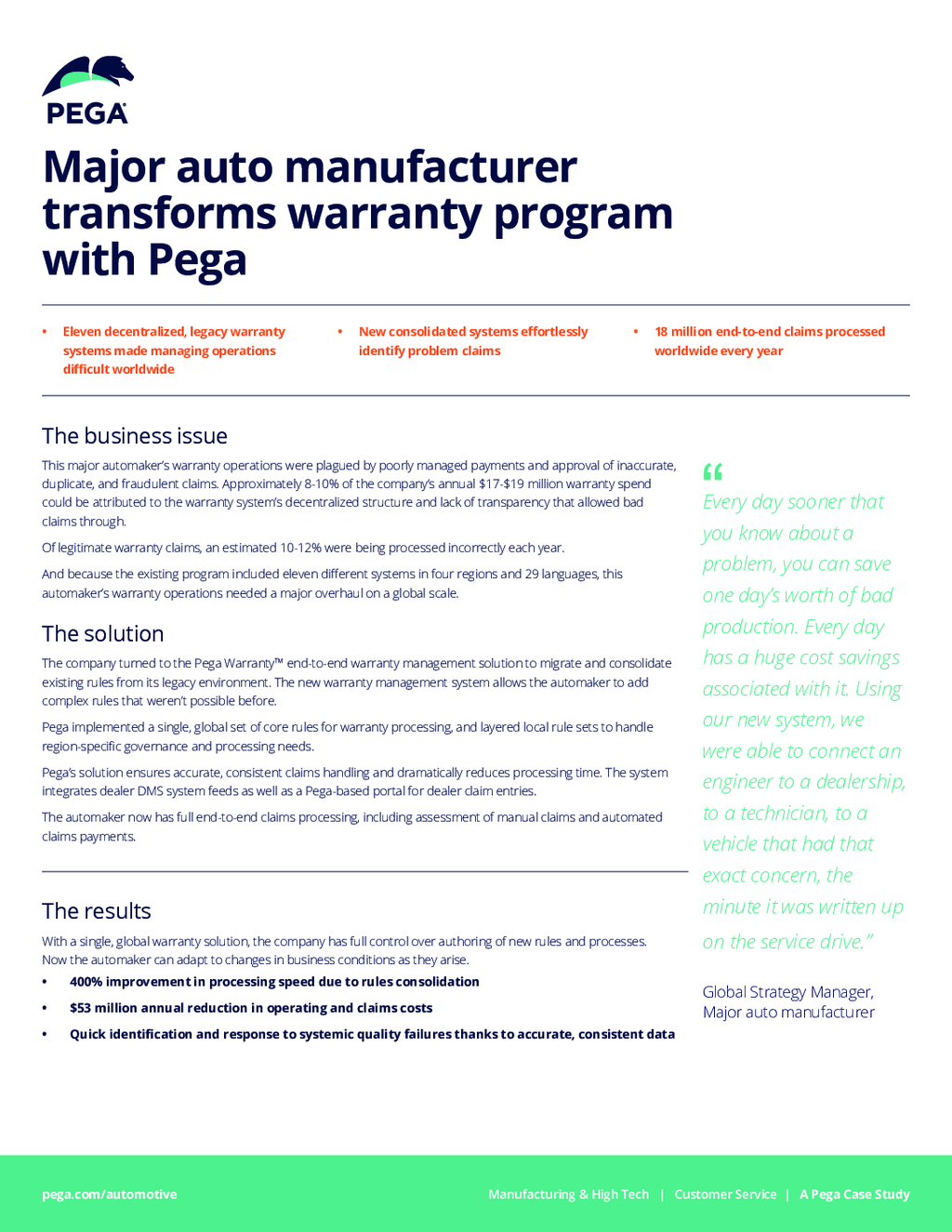 Major automaker transforms warranty program with Pega | Pega