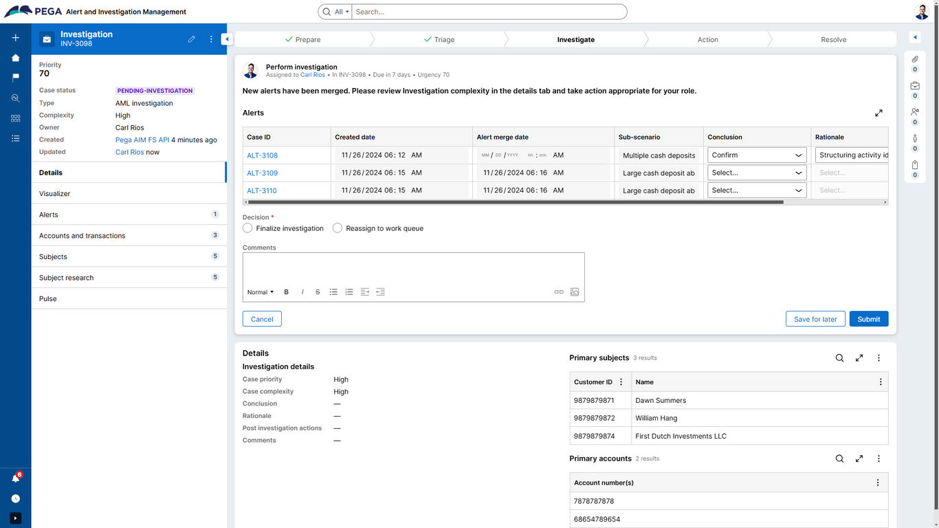 Intelligent case management solutions for financial crimes | Pega