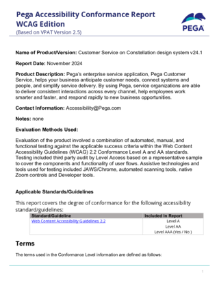 Voluntary Product Accessibility Template for Pega Customer Service on ...