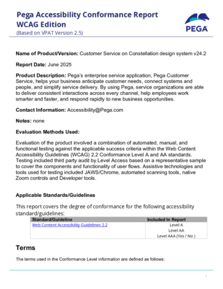 Voluntary Product Accessibility Template for Pega Customer Service on ...