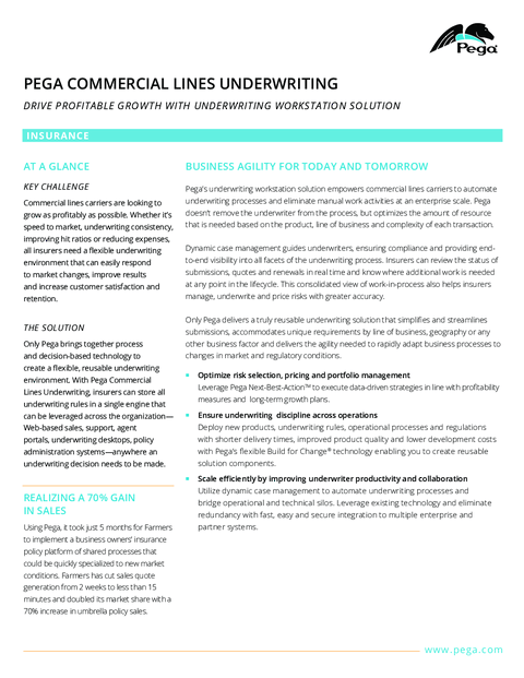 Pega Commercial Lines Underwriting | Pega