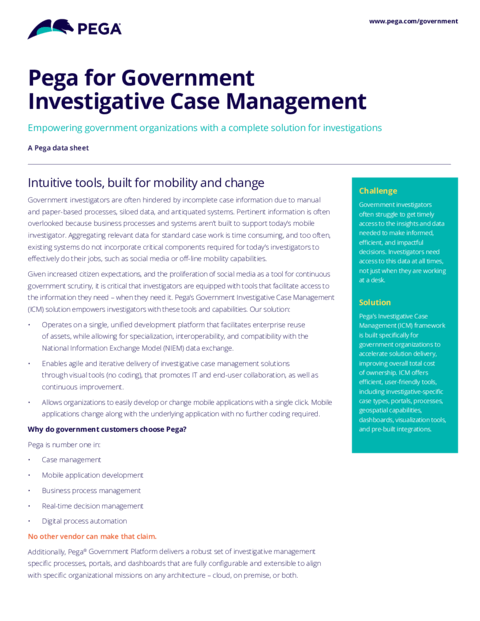Pega for Government Investigative Case Management | Pega