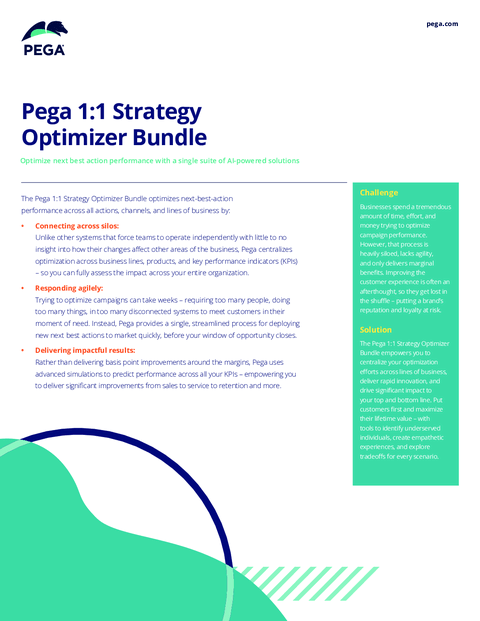 1:1 Strategy Optimizer Bundle Data Sheet | Pega