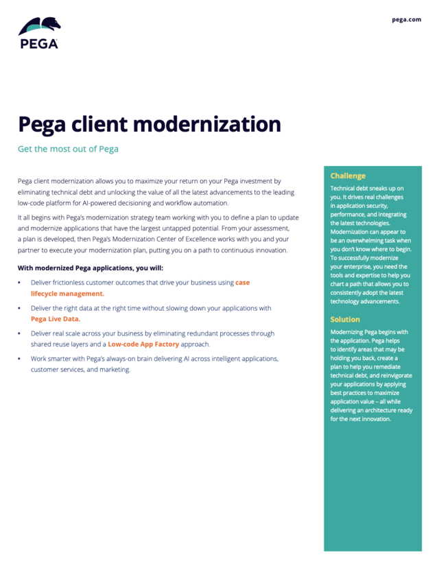 Pega Client Modernization | Pega