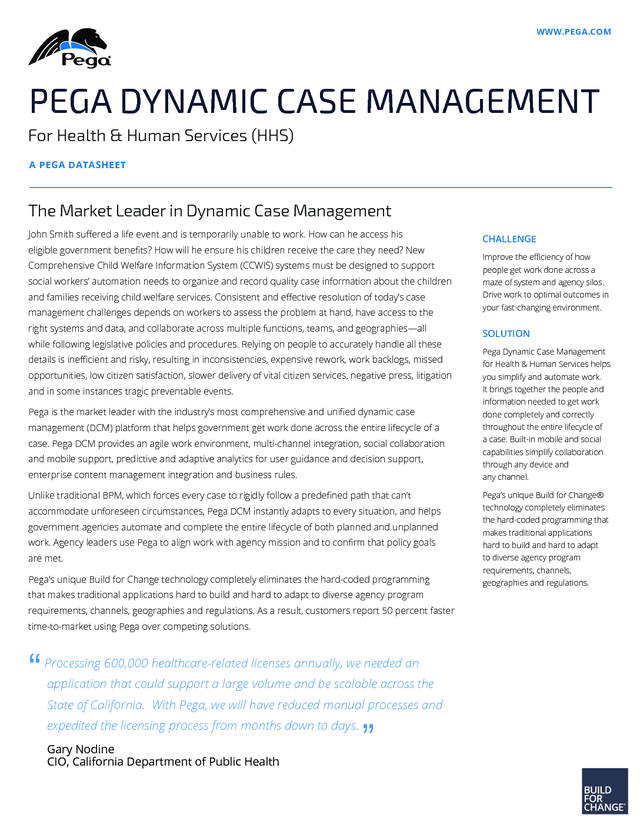 Dynamic Case Management for Health & Human Services | Pega
