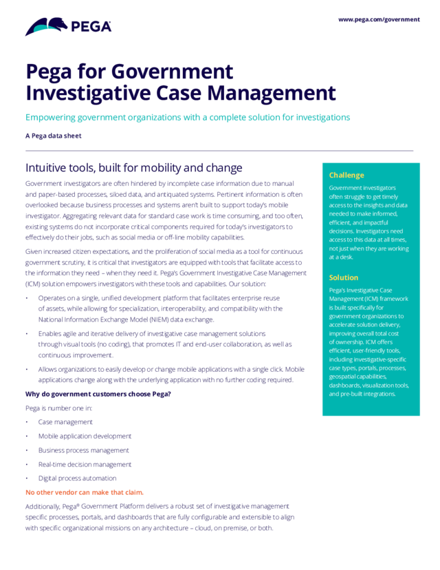 Pega for Government Investigative Case Management | Pega