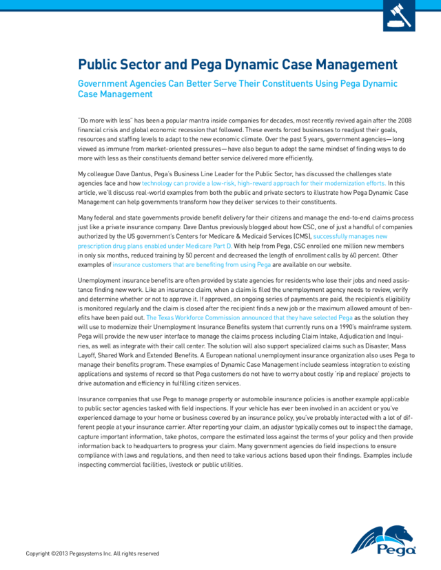 Public Sector and Pega Dynamic Case Management | Pega