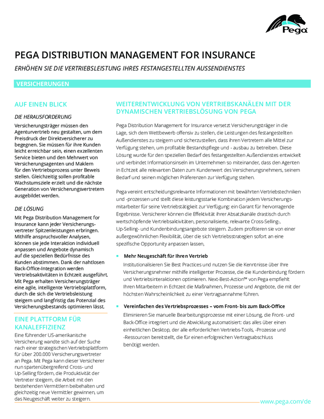 Pega Distribution Management for Insurance (Deutsch) | Pega