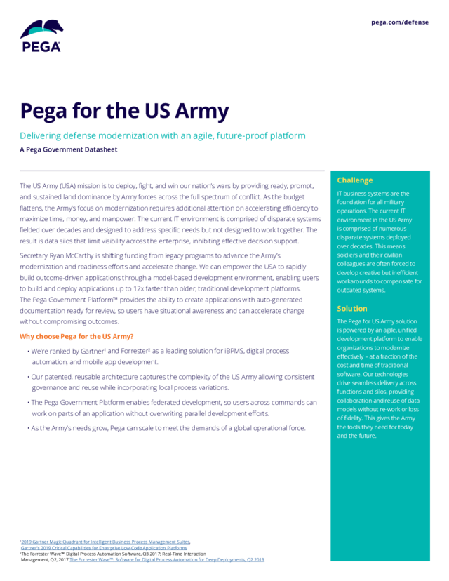 Pega for the US Army | Pega