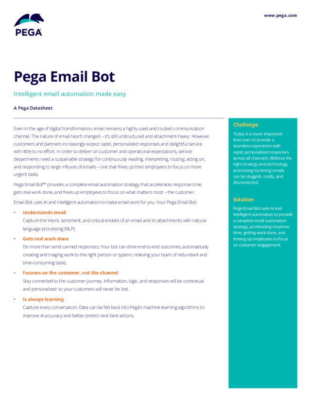 Pega Email Bot Datasheet | Pega