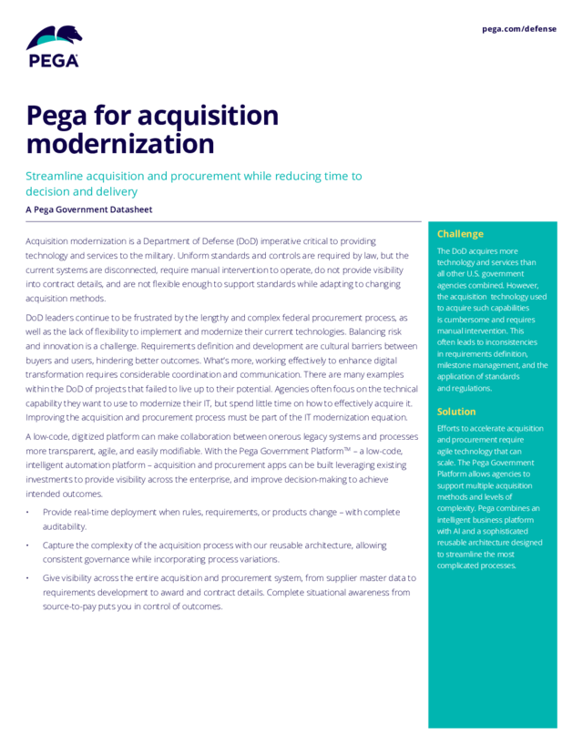 Pega for Acquisition Modernization | Pega