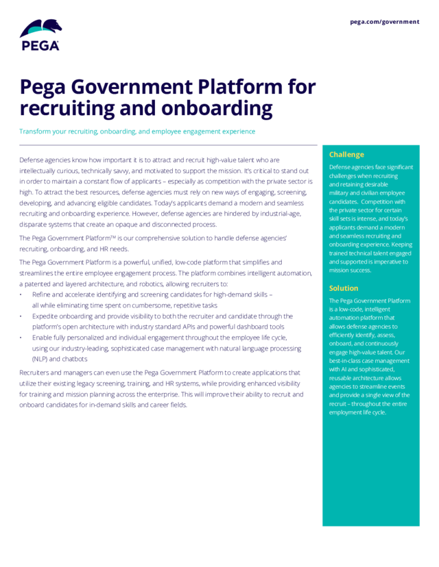 Pega Government Platform for recruiting and onboarding | Pega