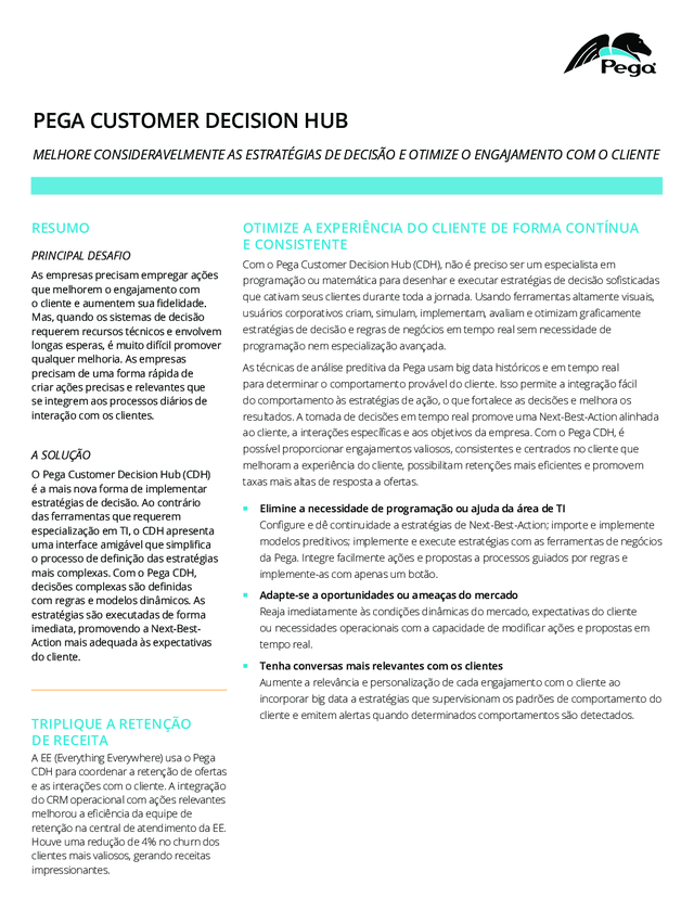 Pega Customer Decision Hub (Português) | Pega