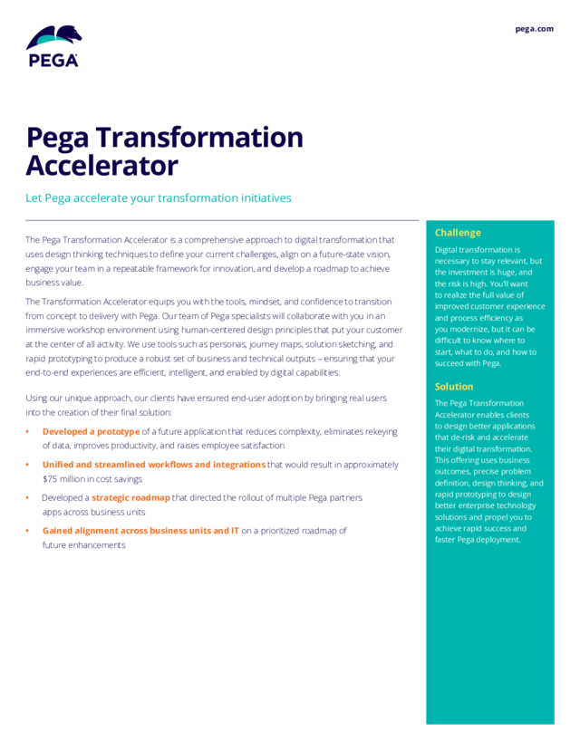 Transformation Accelerator - Data Sheet | Pega
